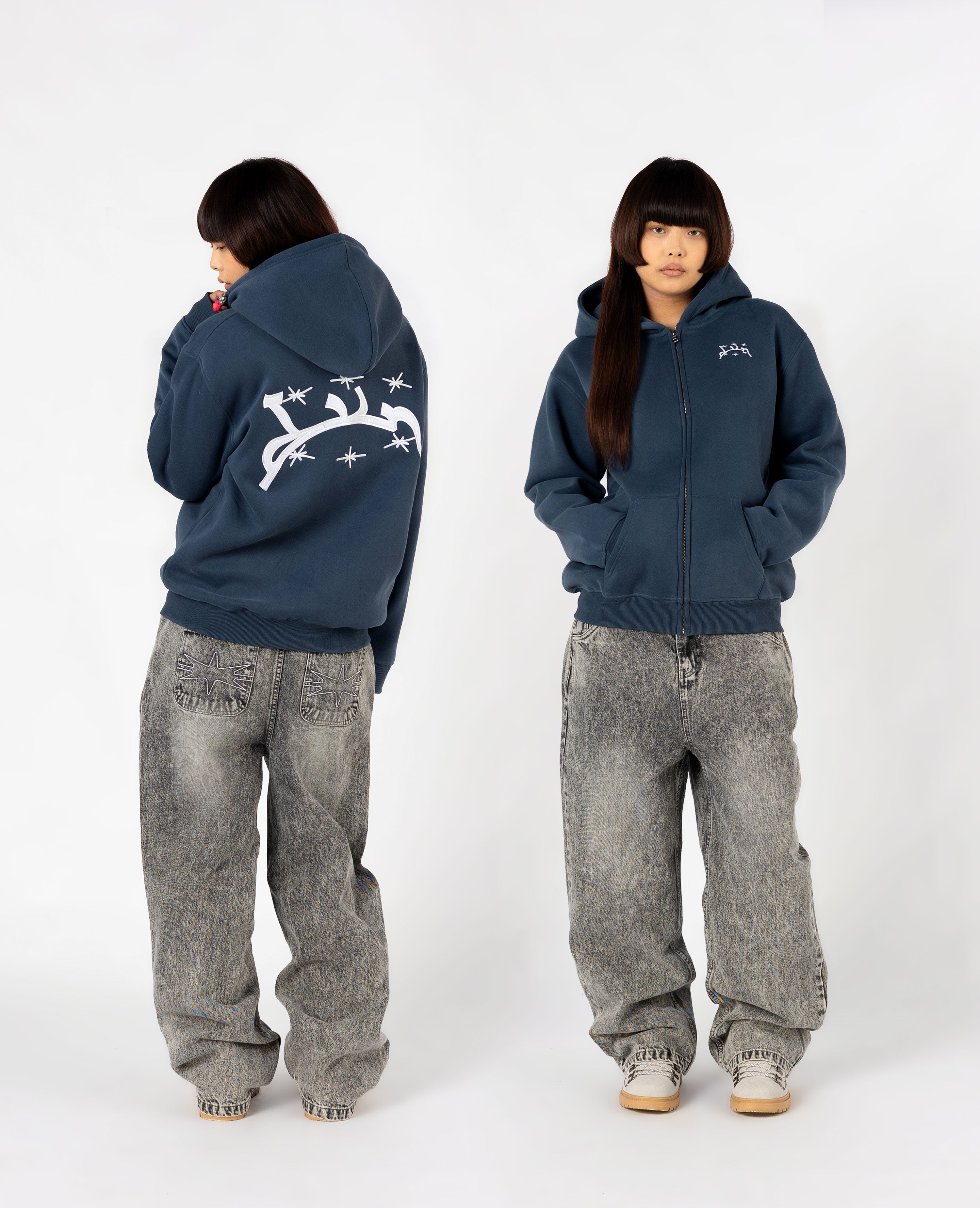 DIVINBYDIVIN | Blue Zip Hoodie - Curb Flow Edition